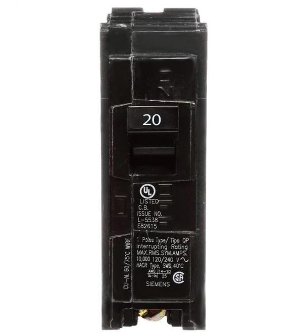 Siemens 20A Single Pole Circuit Breaker (Q120) – Simply Retrofits